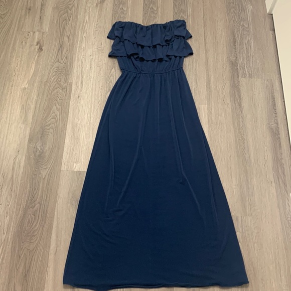 Suzi Chin | Dresses | Suzi Chin Womens Navy Blue Strapless Maxi Dress ...
